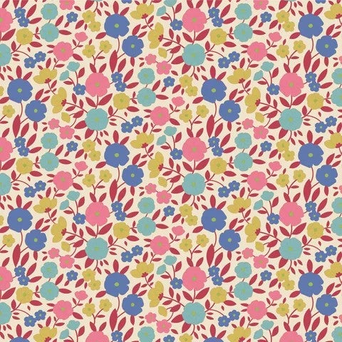 100614 TILDA WALLFLOWER JANICE RED | Patchwork Nabiac Online